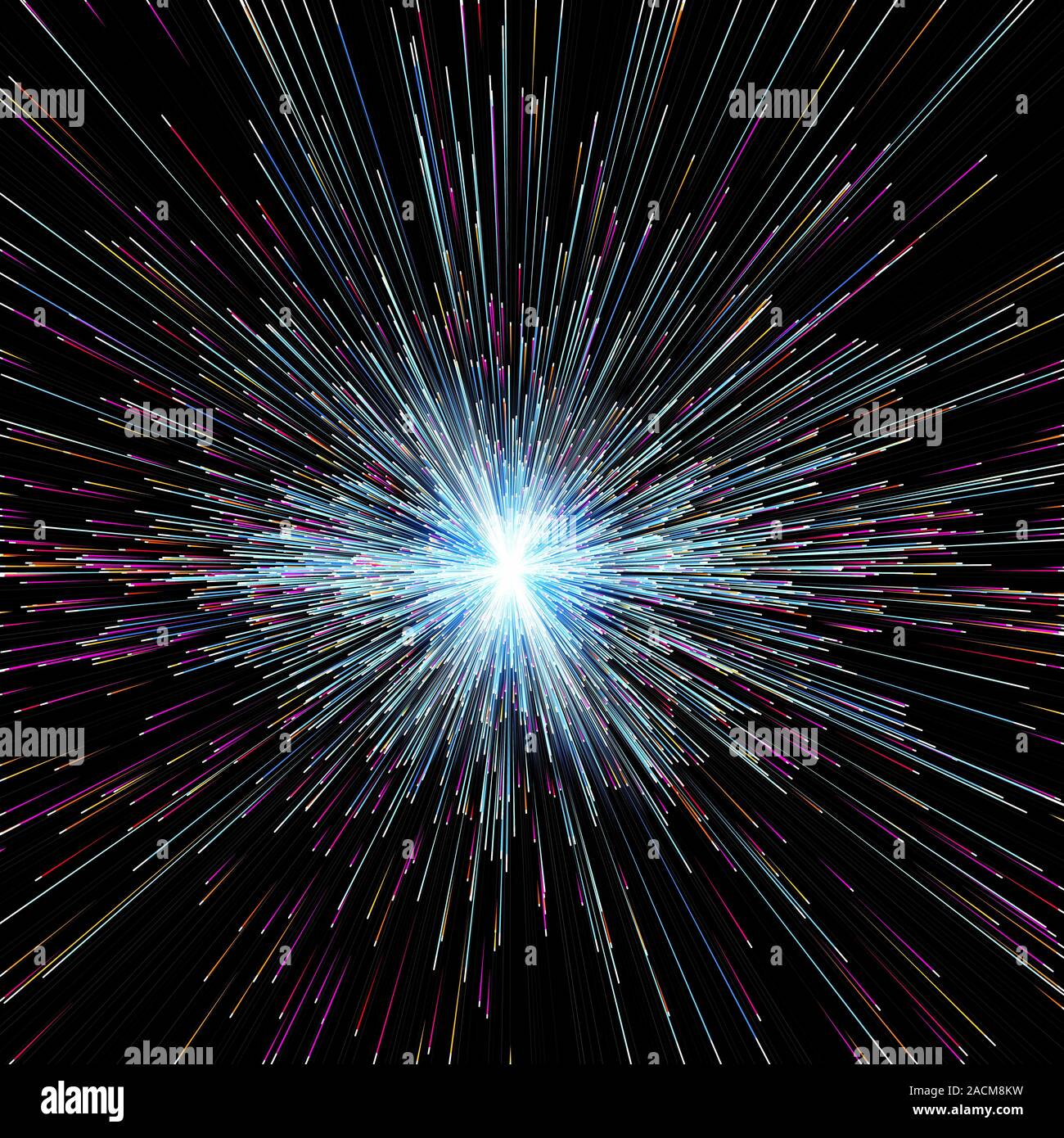 Conceputal computer artwork of rays emitting particles. This could ...