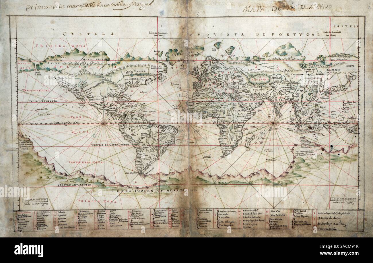 Albernaz's world map. 1630 map of the world, from an atlas ('Taboas ...