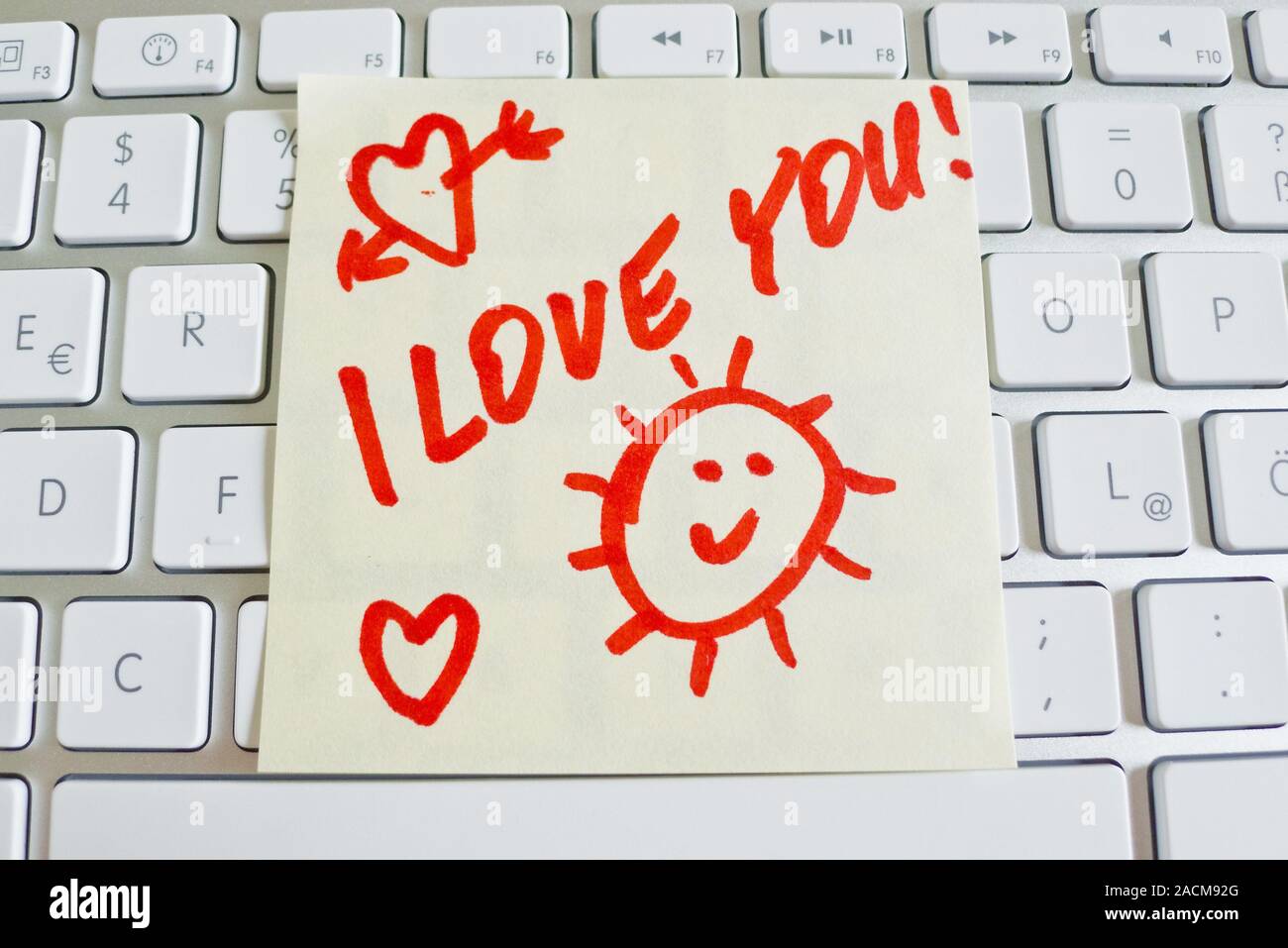 Note on computer keyboard: I love you Stock Photo - Alamy