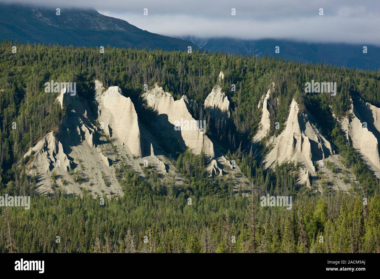 Eroded alluvial terraces. View of alluvial (fluvial) terraces that have ...