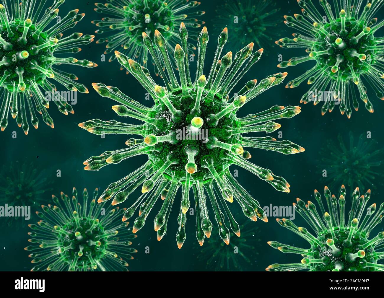 HIV particles, computer artwork. HIV (human immunodeficiency virus) is ...