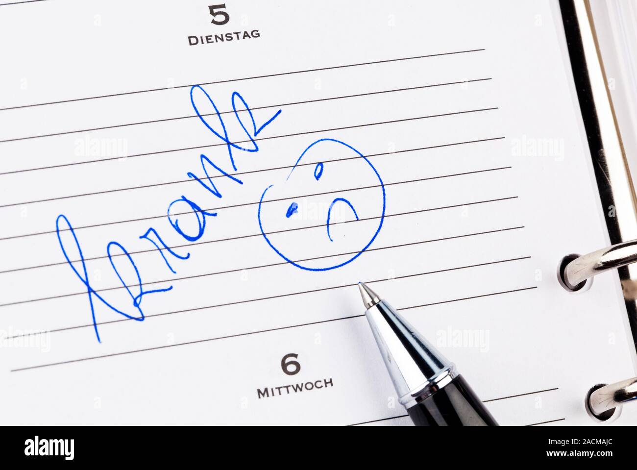 Entry in calendar: Sick Stock Photo - Alamy