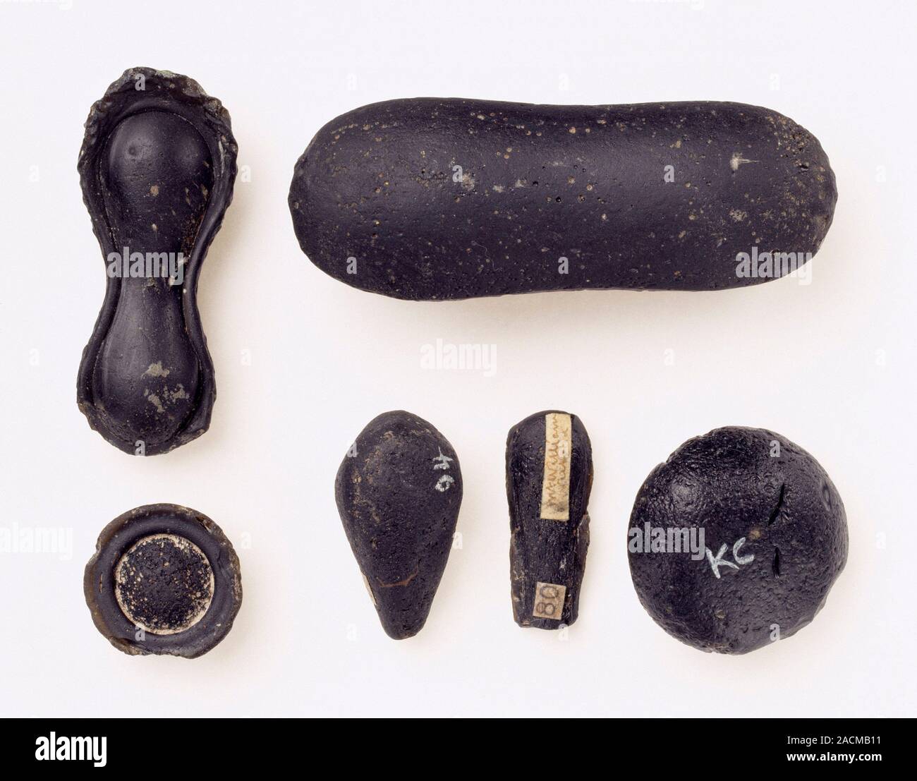 Variety of tektites. These stones are formed when a meteorite impacts ...
