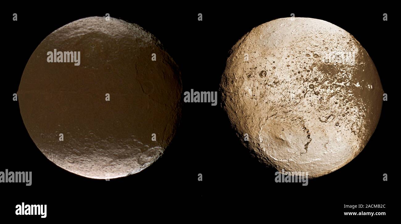Saturnian moon Iapetus, Cassini images. This moon is Saturn's third ...