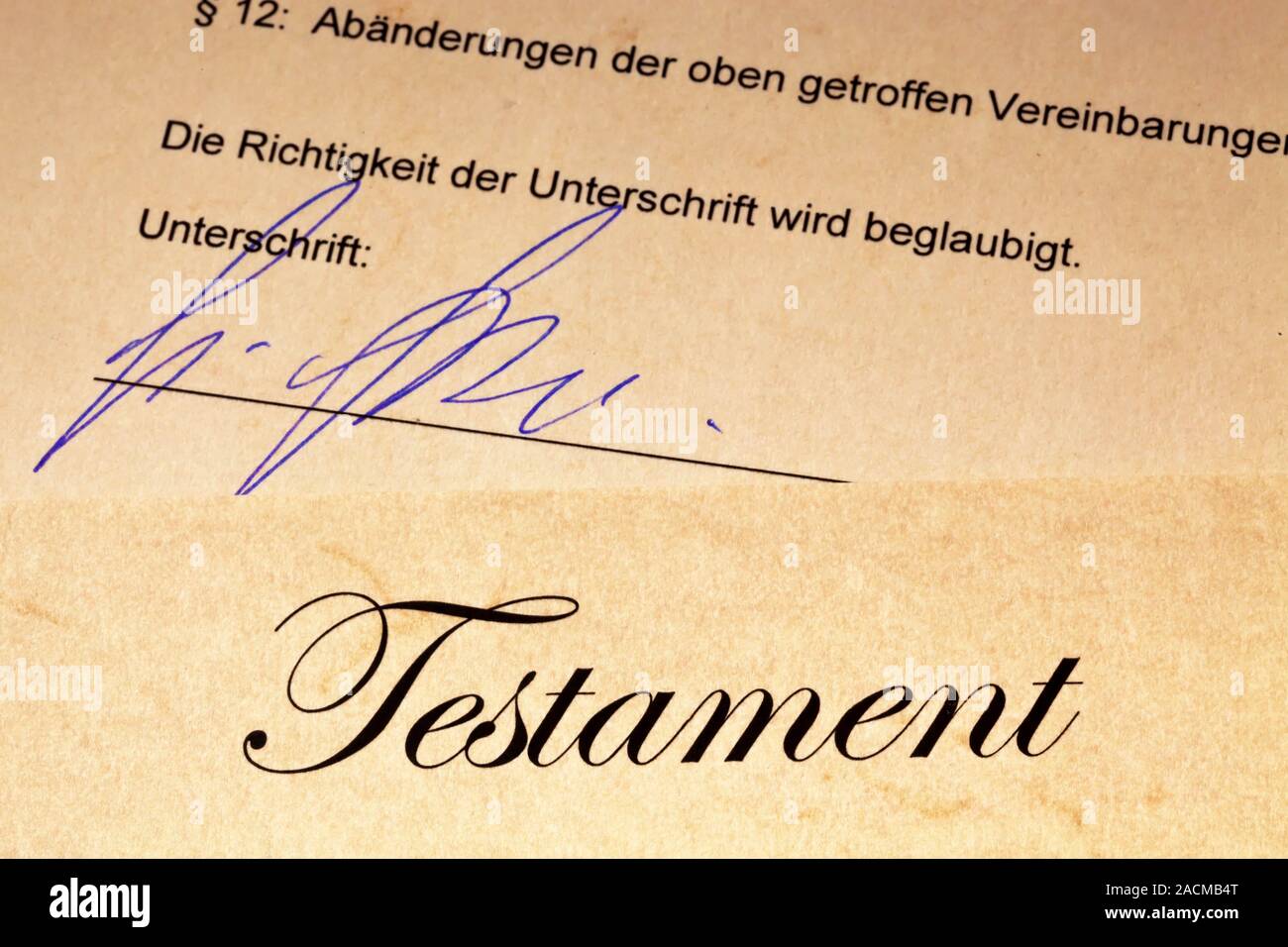 Testament in German language Stock Photo - Alamy