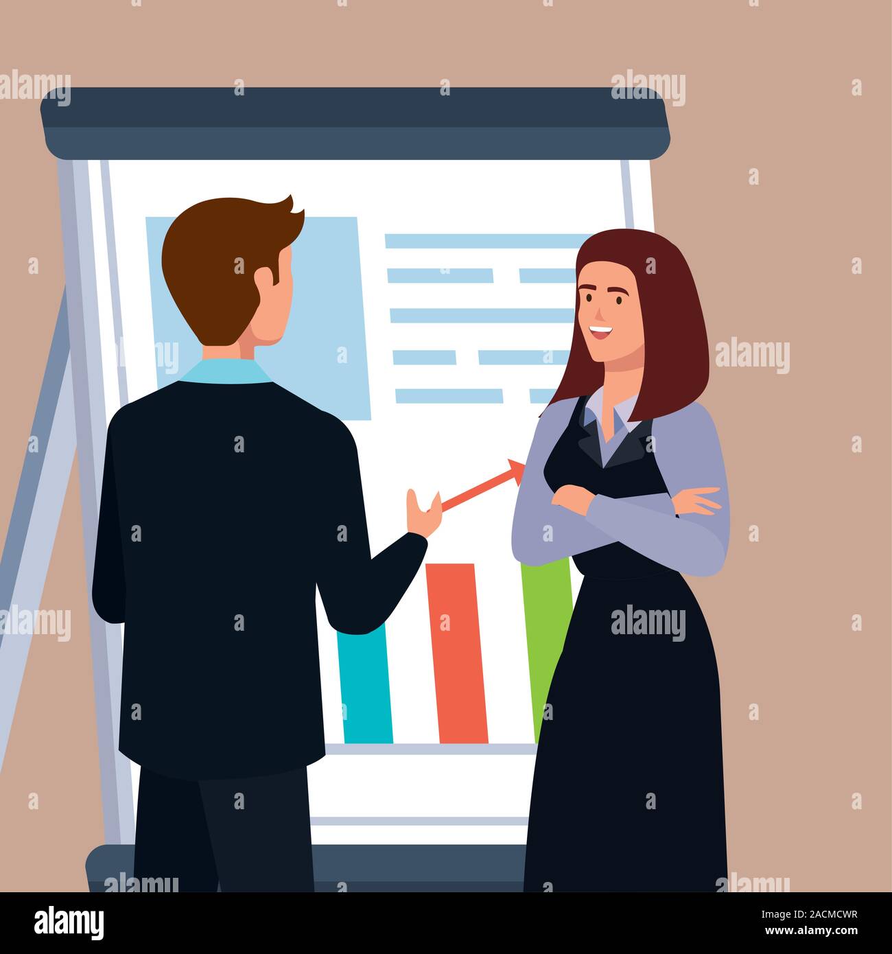 business couple with infographics presentation Stock Vector Image & Art ...