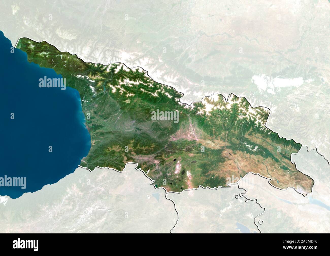 Georgia, satellite image. North is at top. Natural colour satellite ...