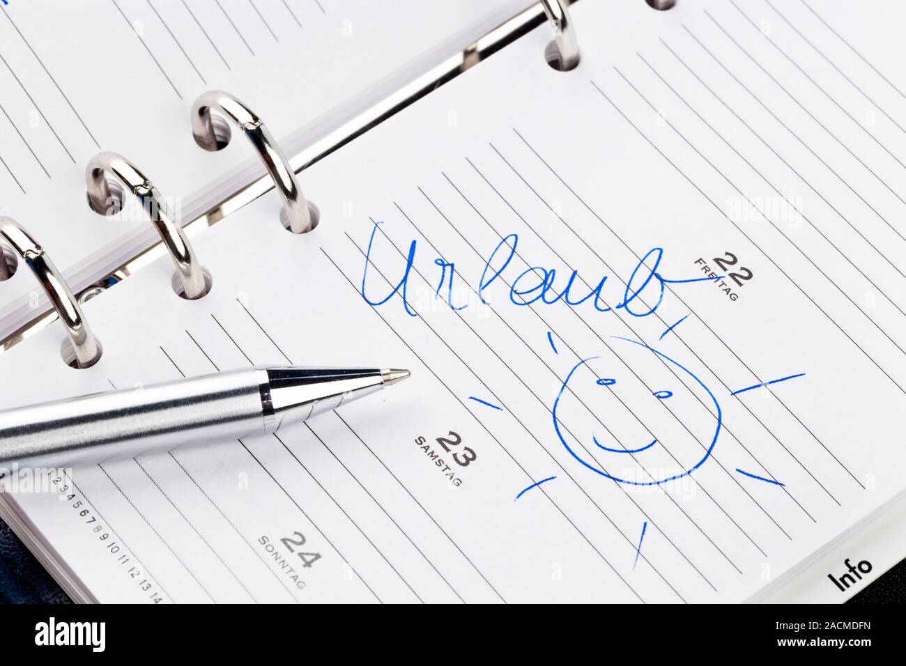 Entry in calendar: Vacation Stock Photo - Alamy