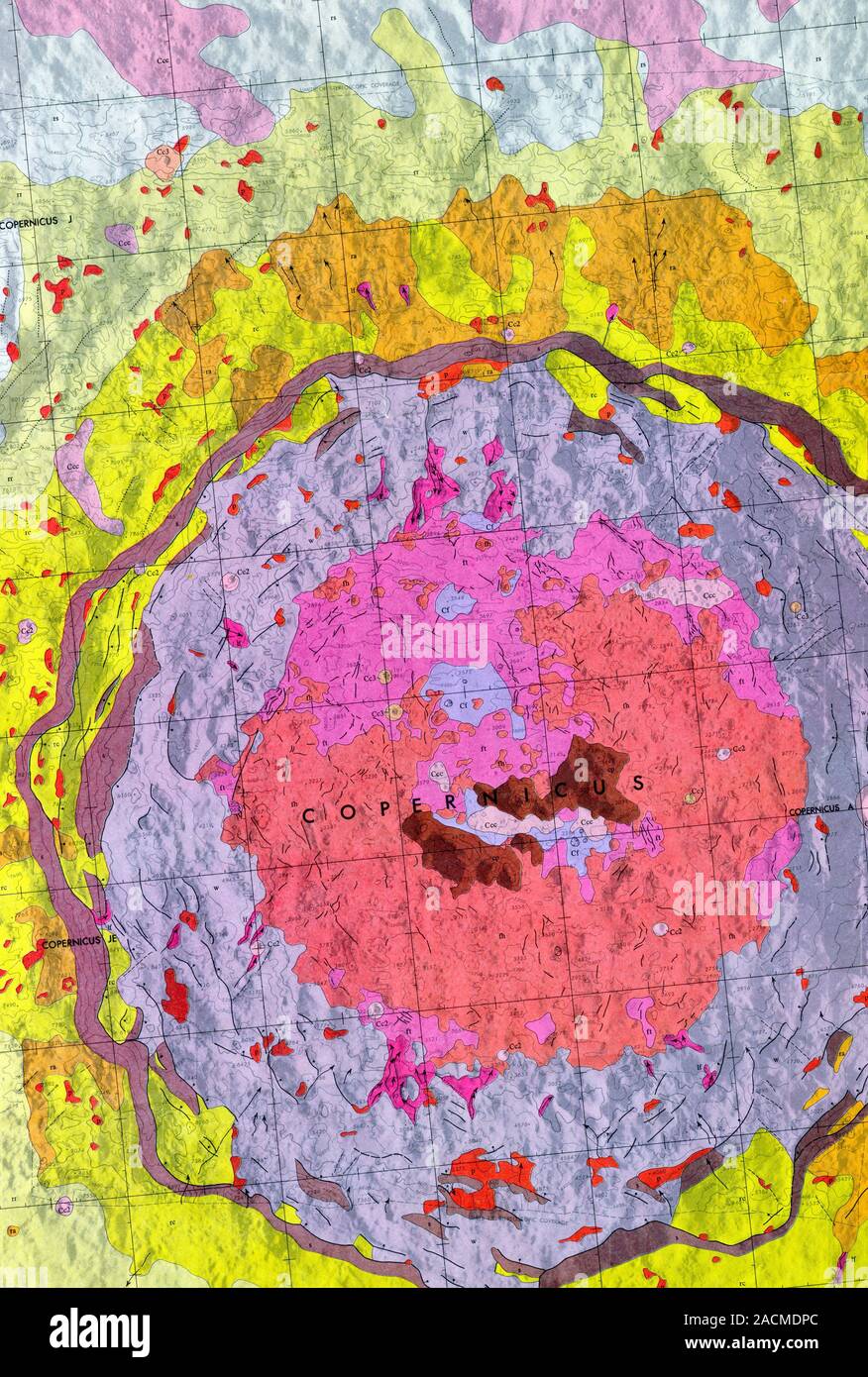Copernicus crater, Moon. Geologic map of the moon based on data ...