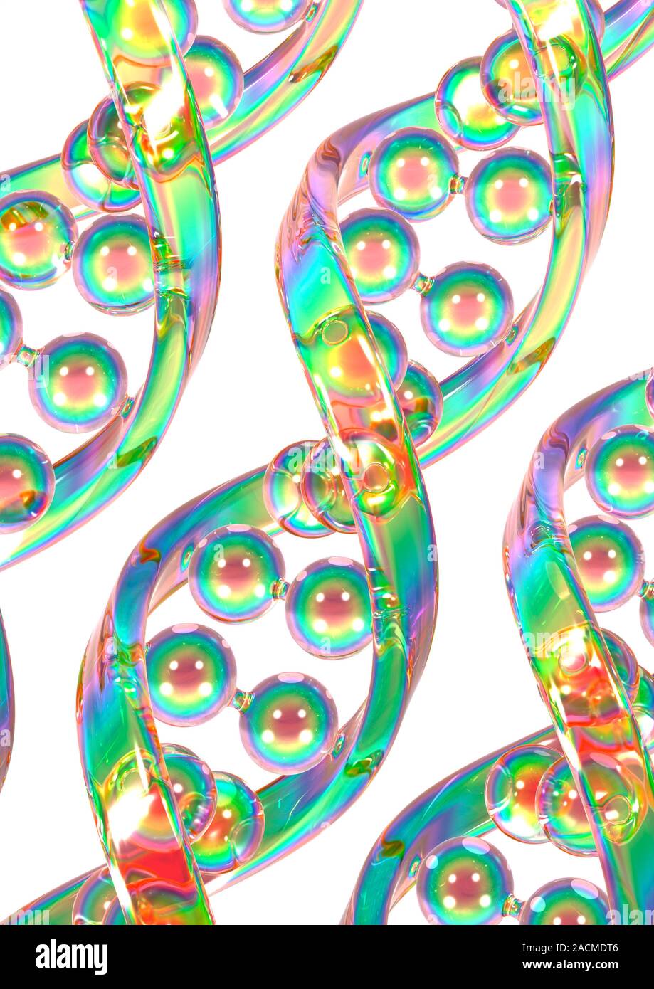 DNA molecules. Computer artwork showing double stranded DNA ...