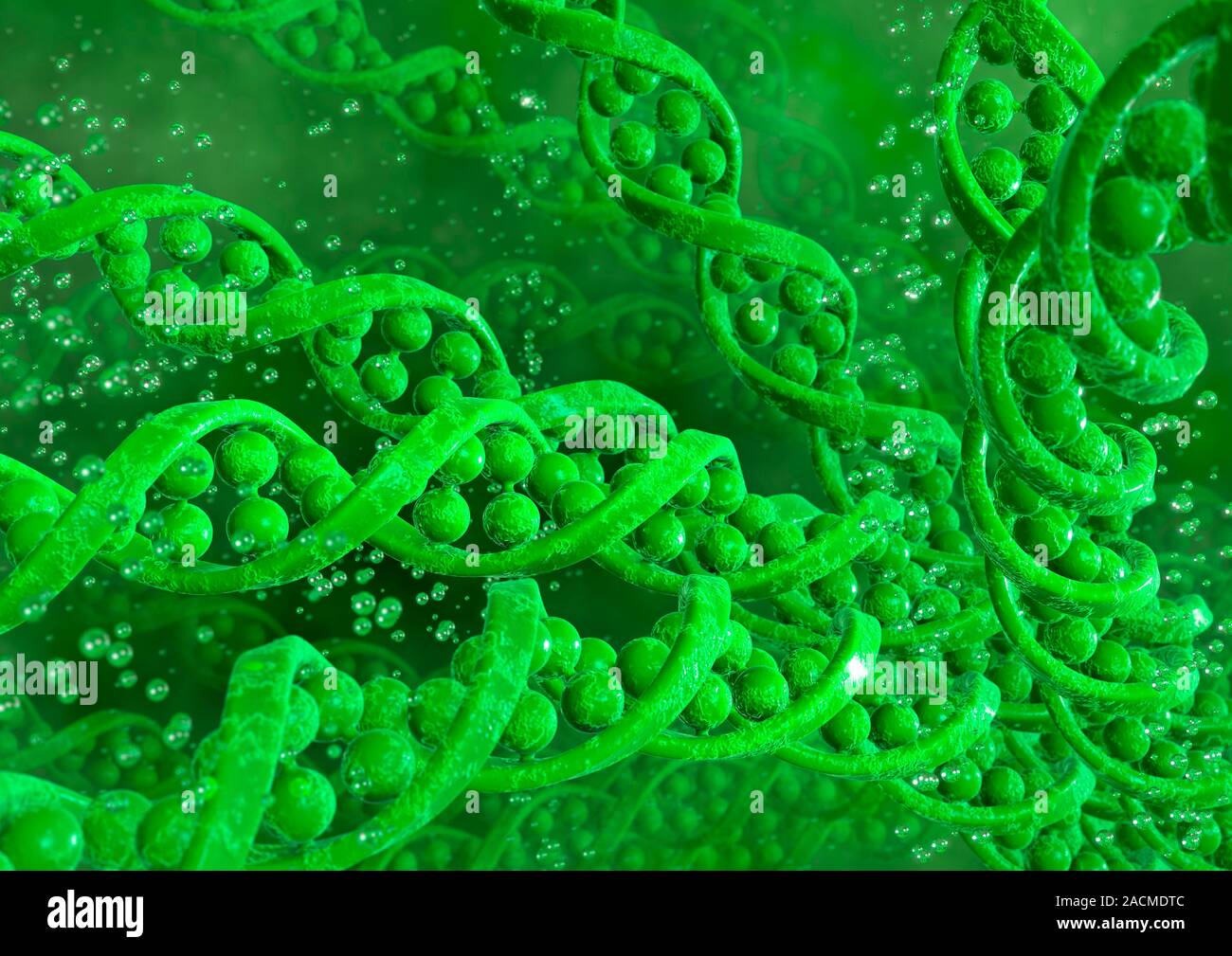 Creation of life, conceptual image. Computer artwork of DNA ...