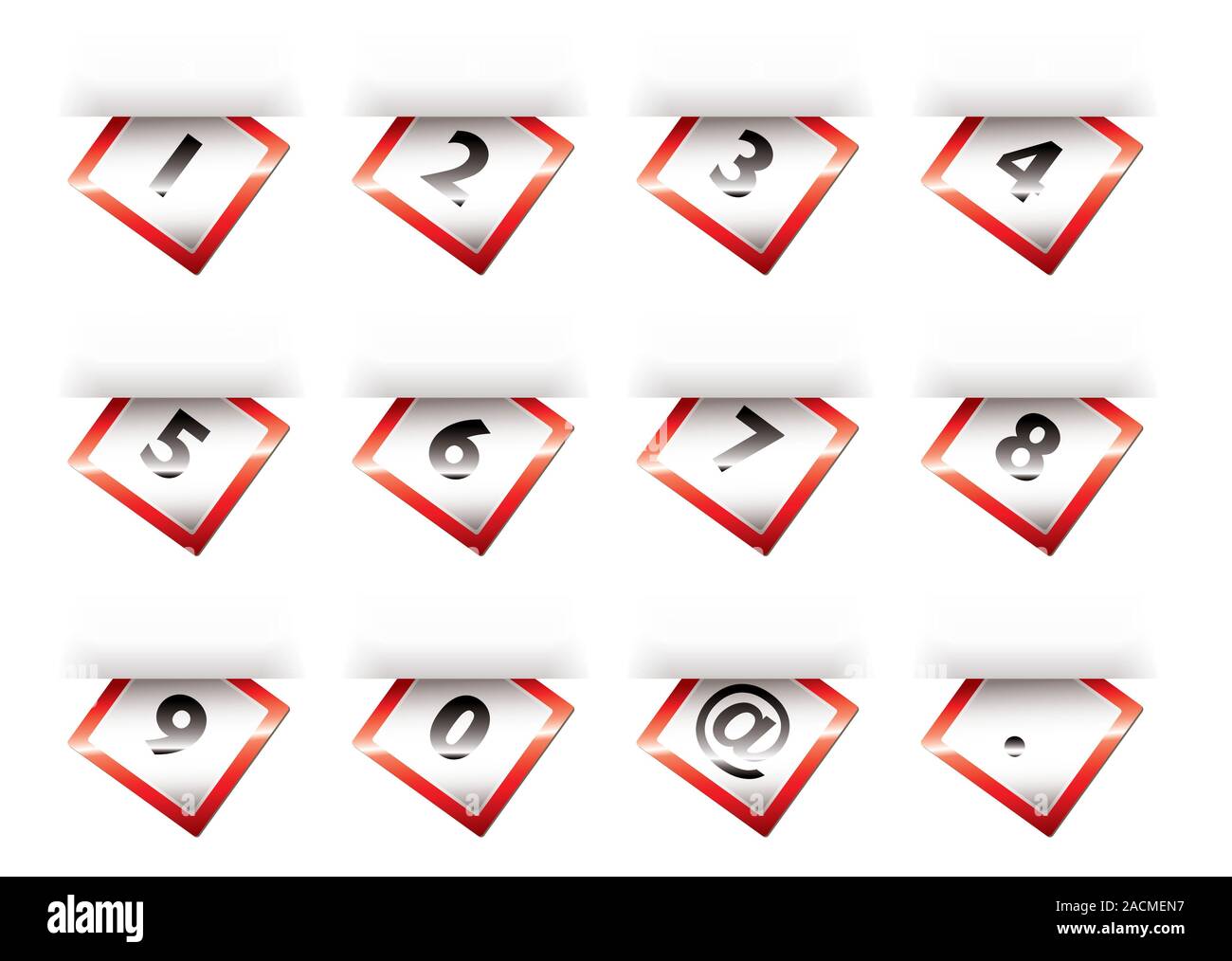 Paper tab numbers red Stock Photo - Alamy