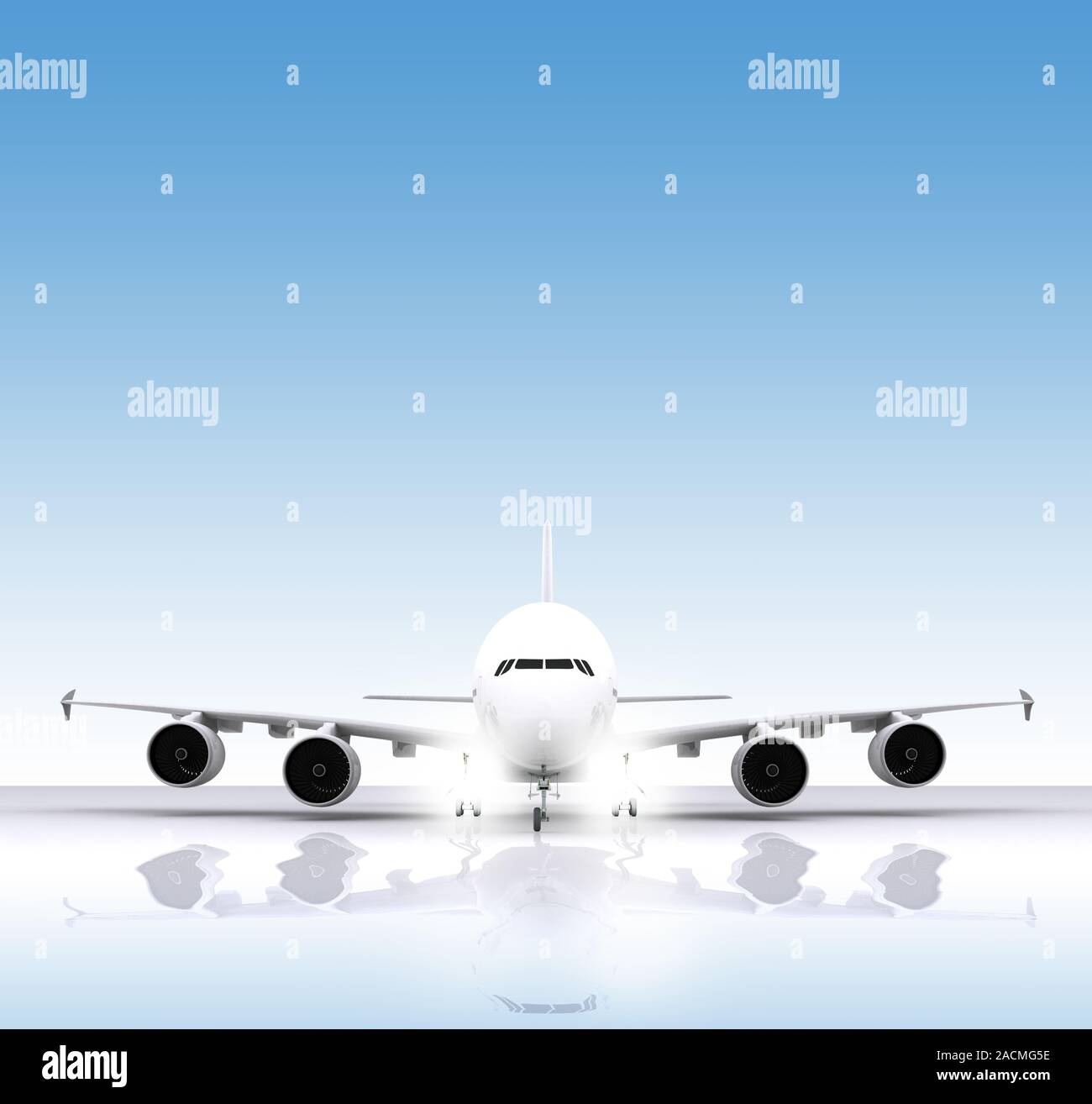 Aircraft and reflect on runway Stock Photo - Alamy