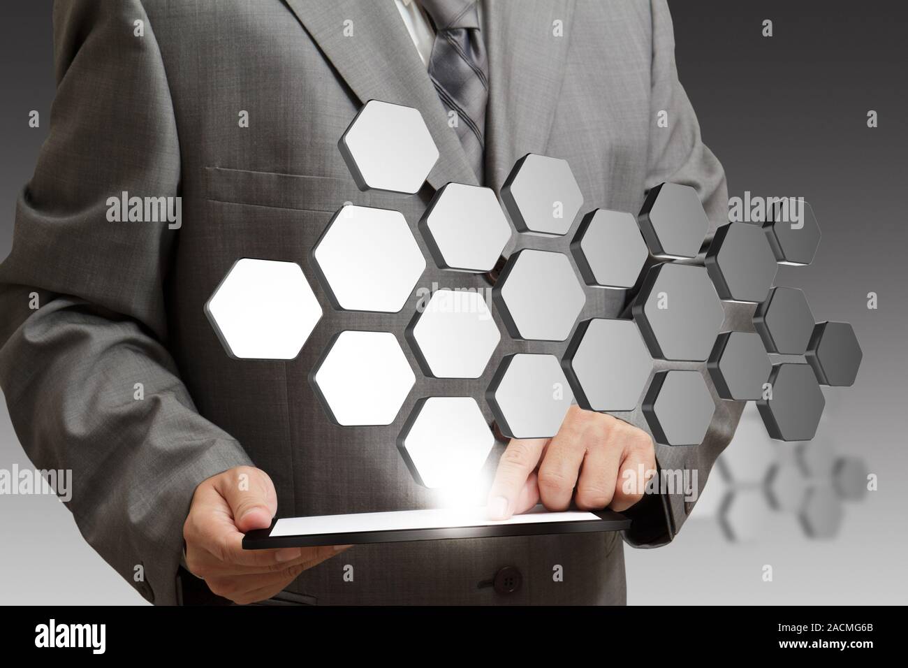 hand shows 3d abstract buttons Stock Photo - Alamy