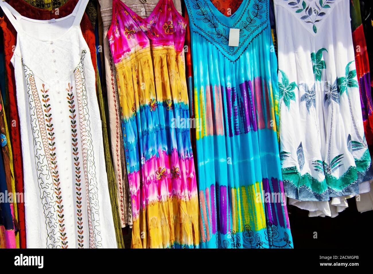 Clothes on a market Stock Photo - Alamy