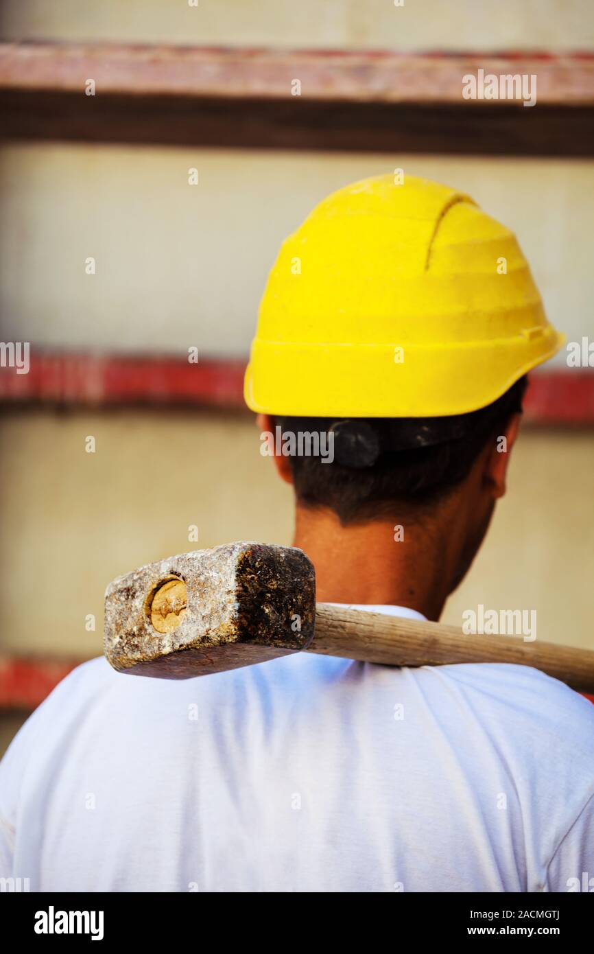 Construction worker on site Stock Photo - Alamy