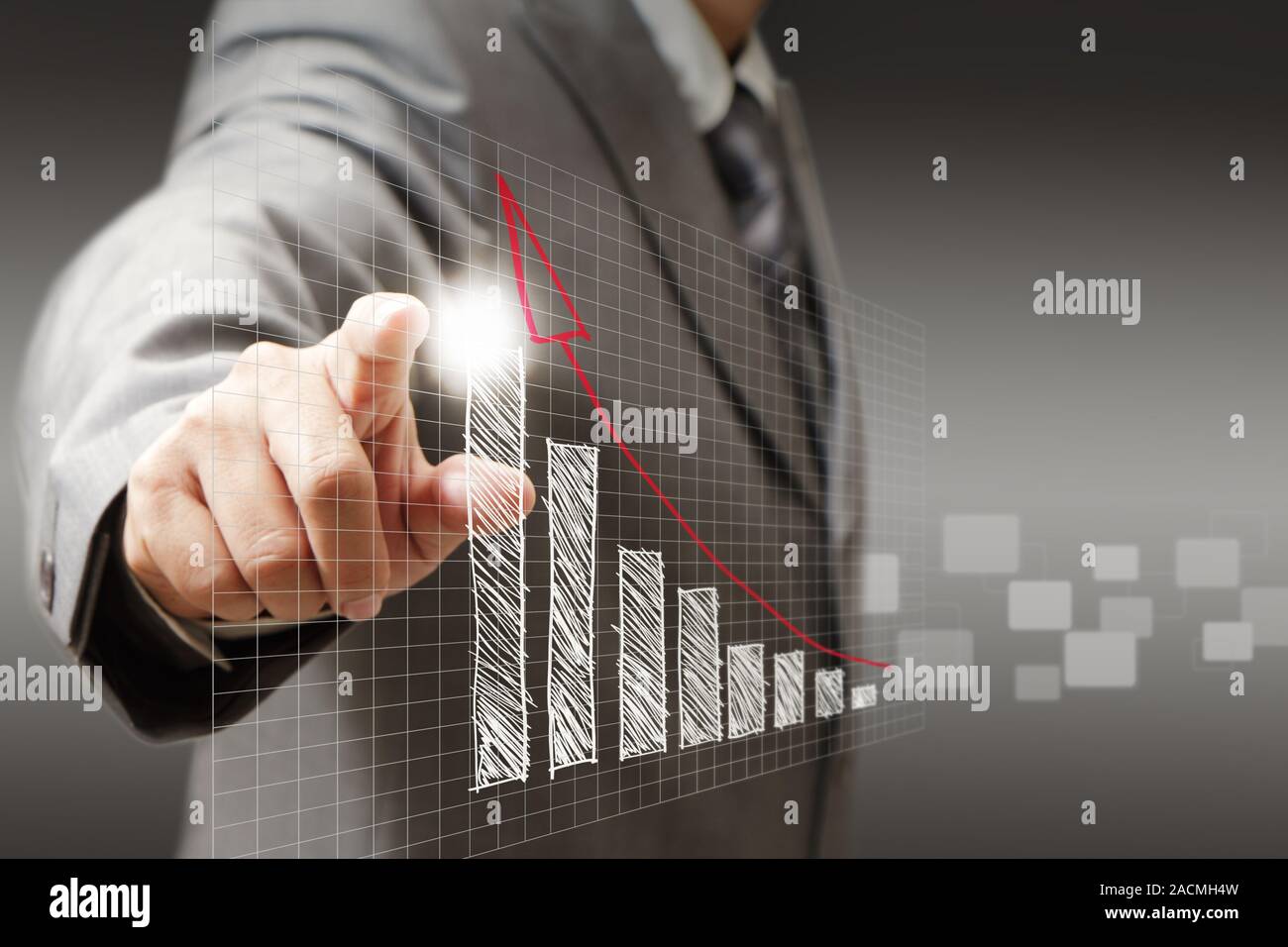 Businessman hand touch virtual graph,chart, diagram Stock Photo - Alamy