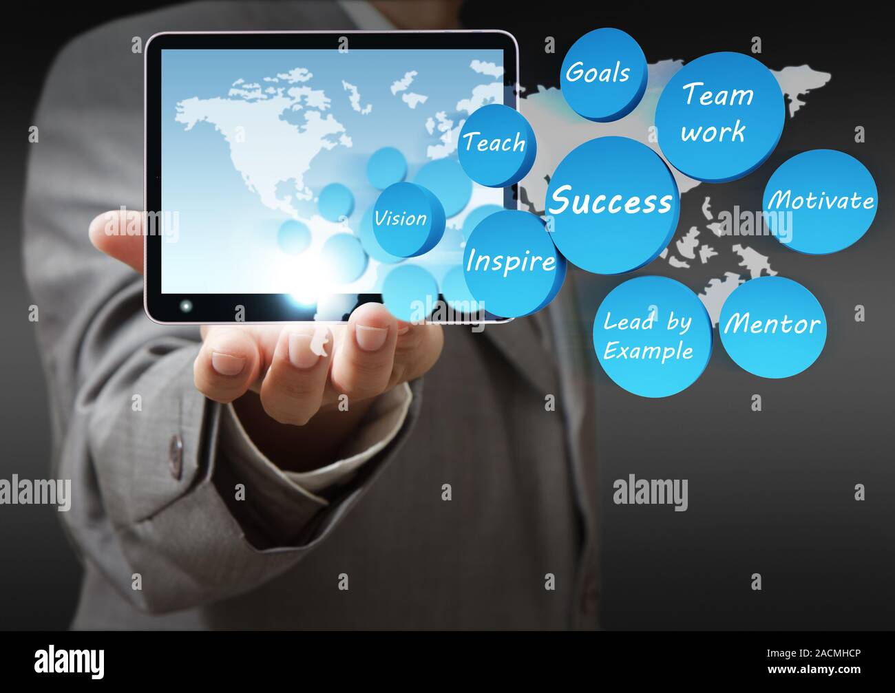 success icon diagram and tablet computer Stock Photo - Alamy