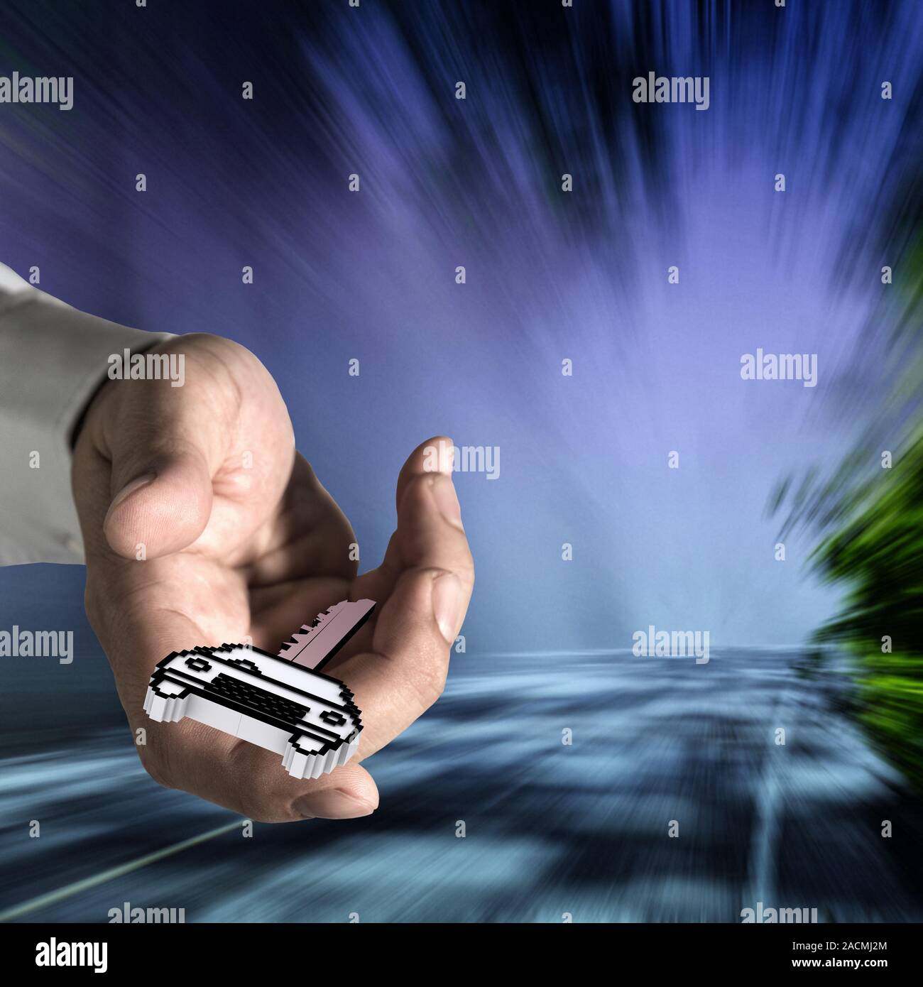 pixel car key icon and blur background as concept Stock Photo - Alamy