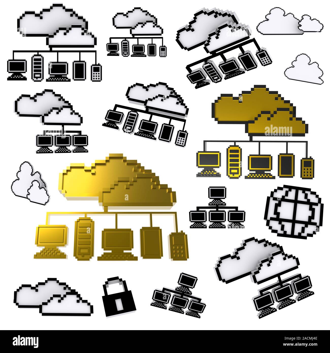 cloud network pixel icon Stock Photo - Alamy