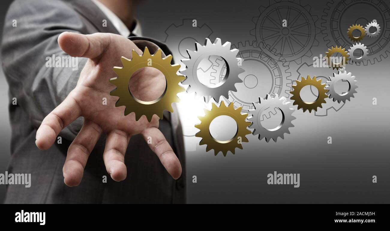 3d metallic cogs and gears as concept Stock Photo - Alamy