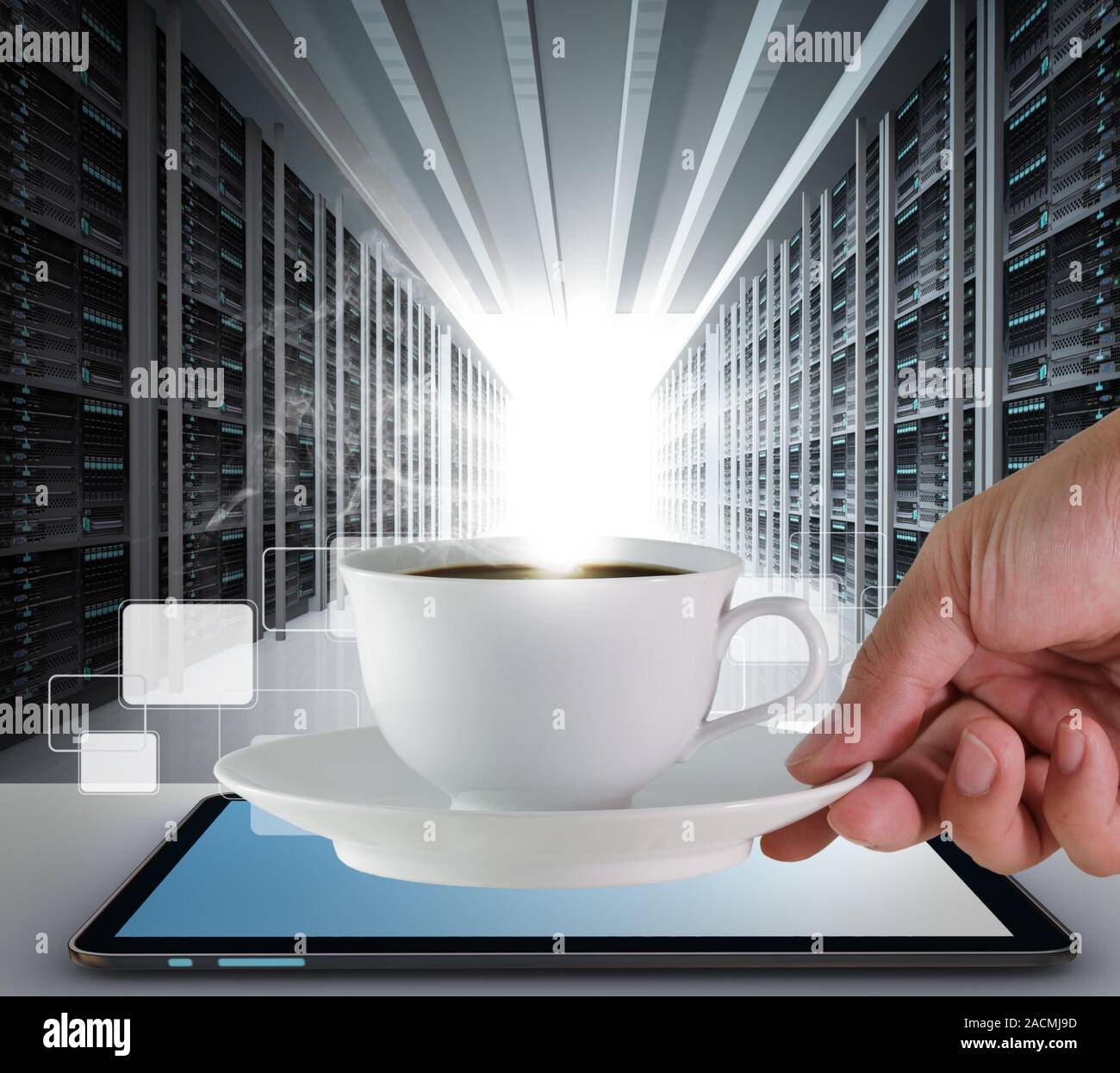 coffee cup and server room Stock Photo - Alamy