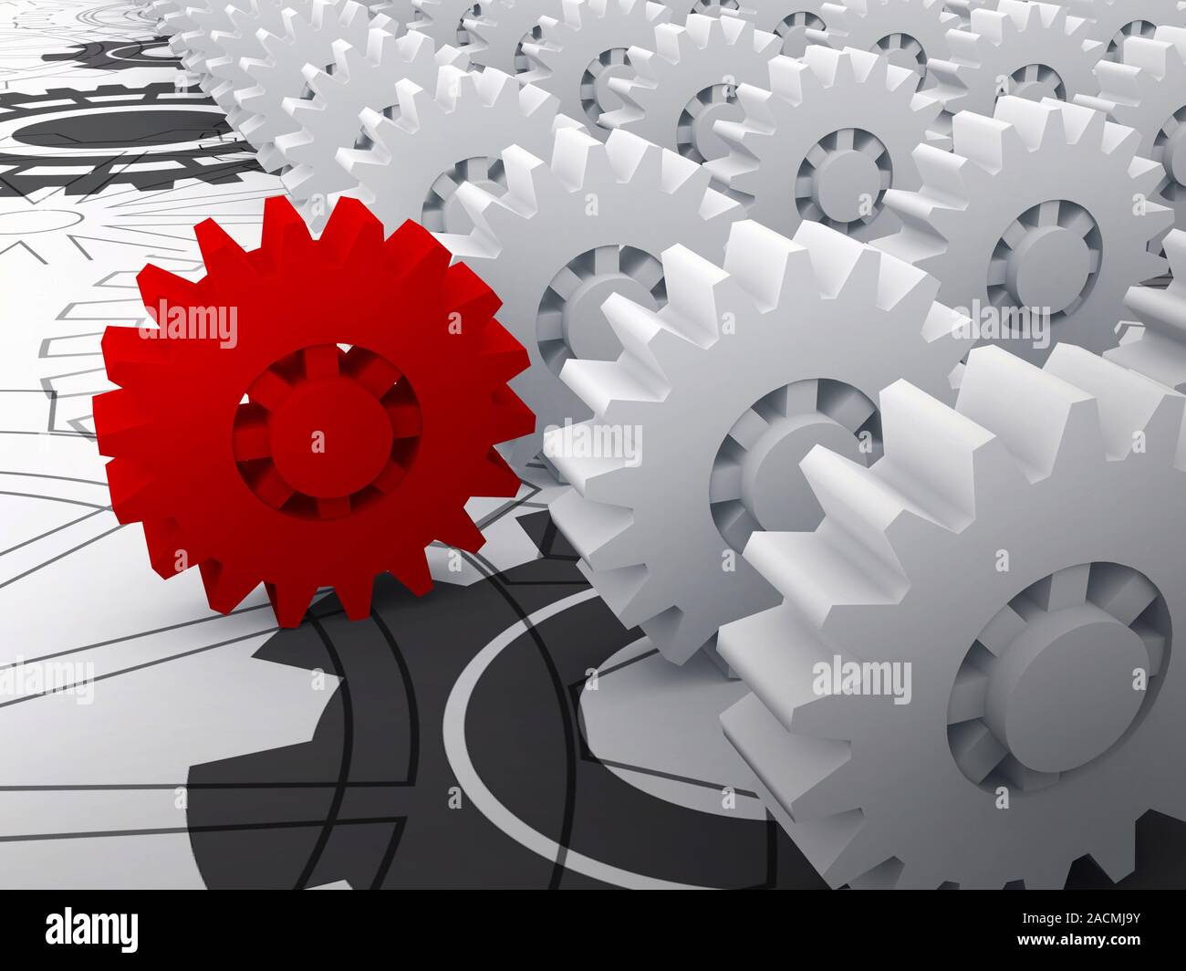 red cog leading Stock Photo - Alamy