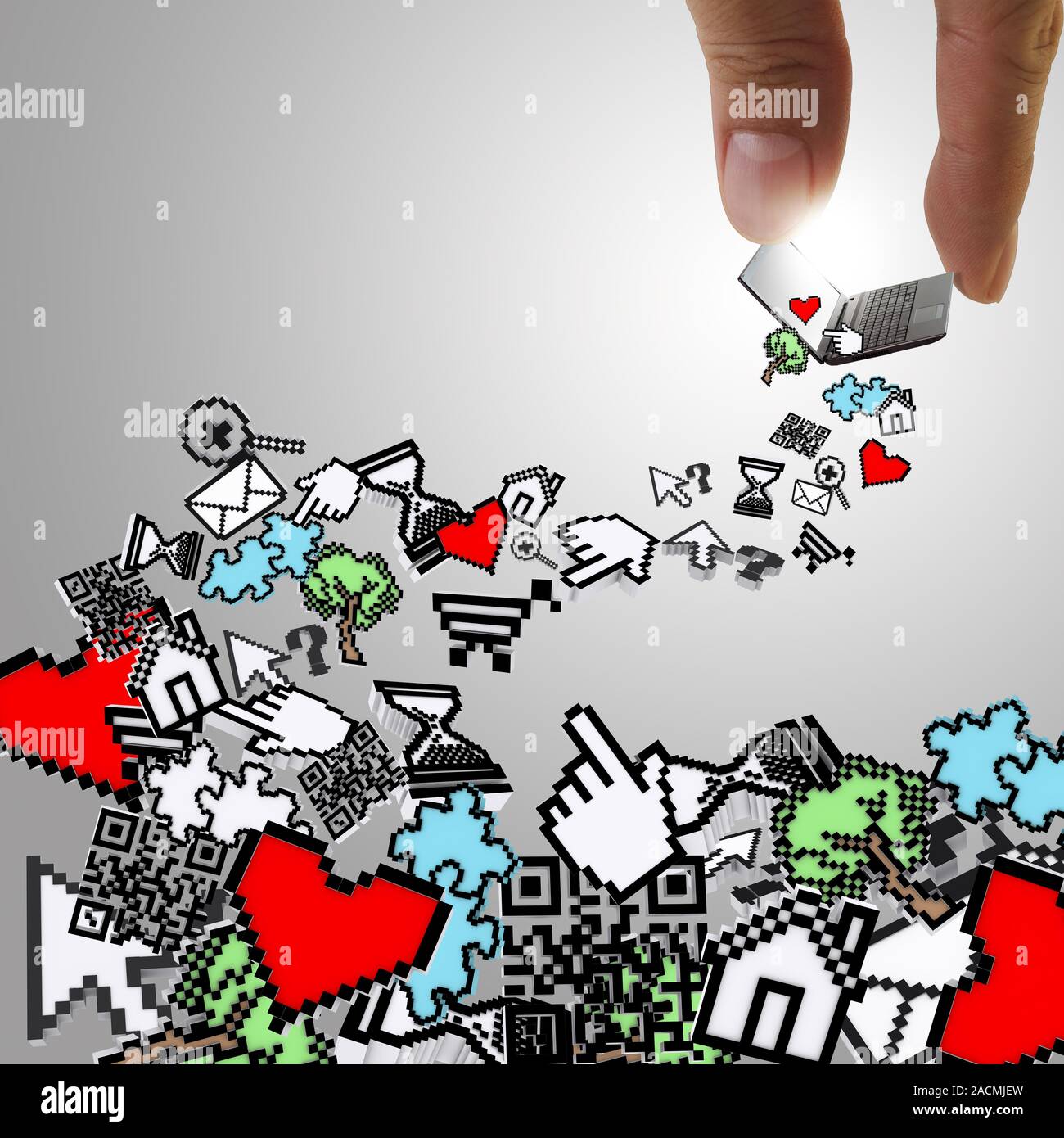 falling pixel computer icons Stock Photo - Alamy