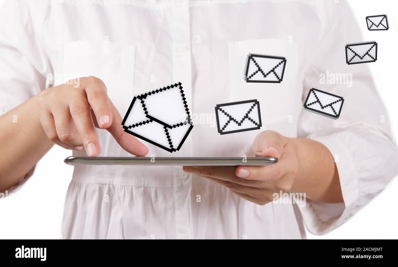 tablet computer and email icons Stock Photo - Alamy