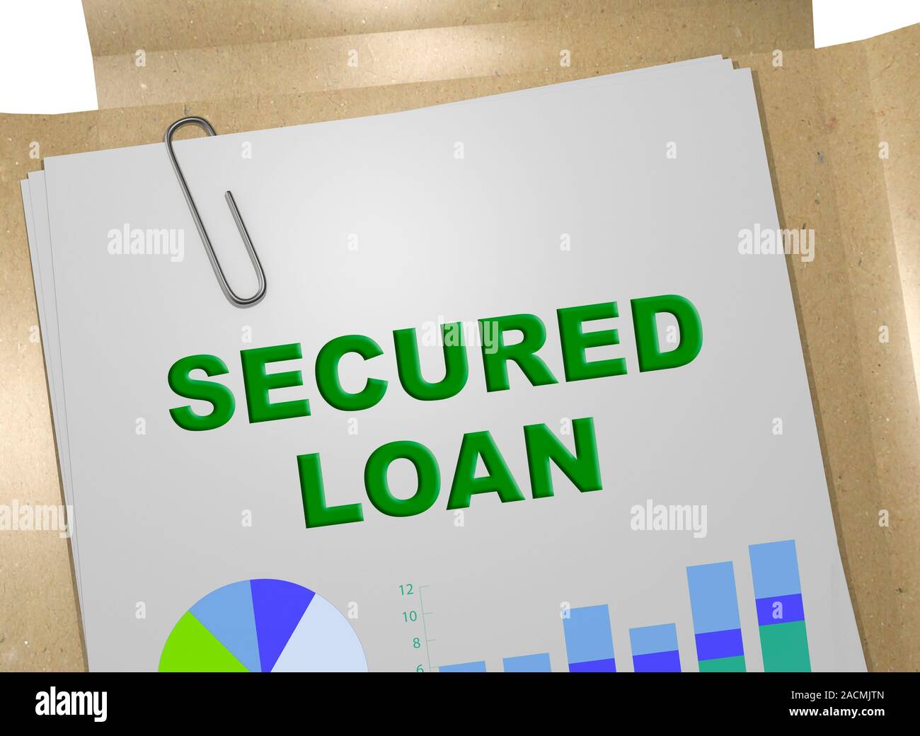 3D illustration of SECURED LOAN title on business document Stock Photo ...