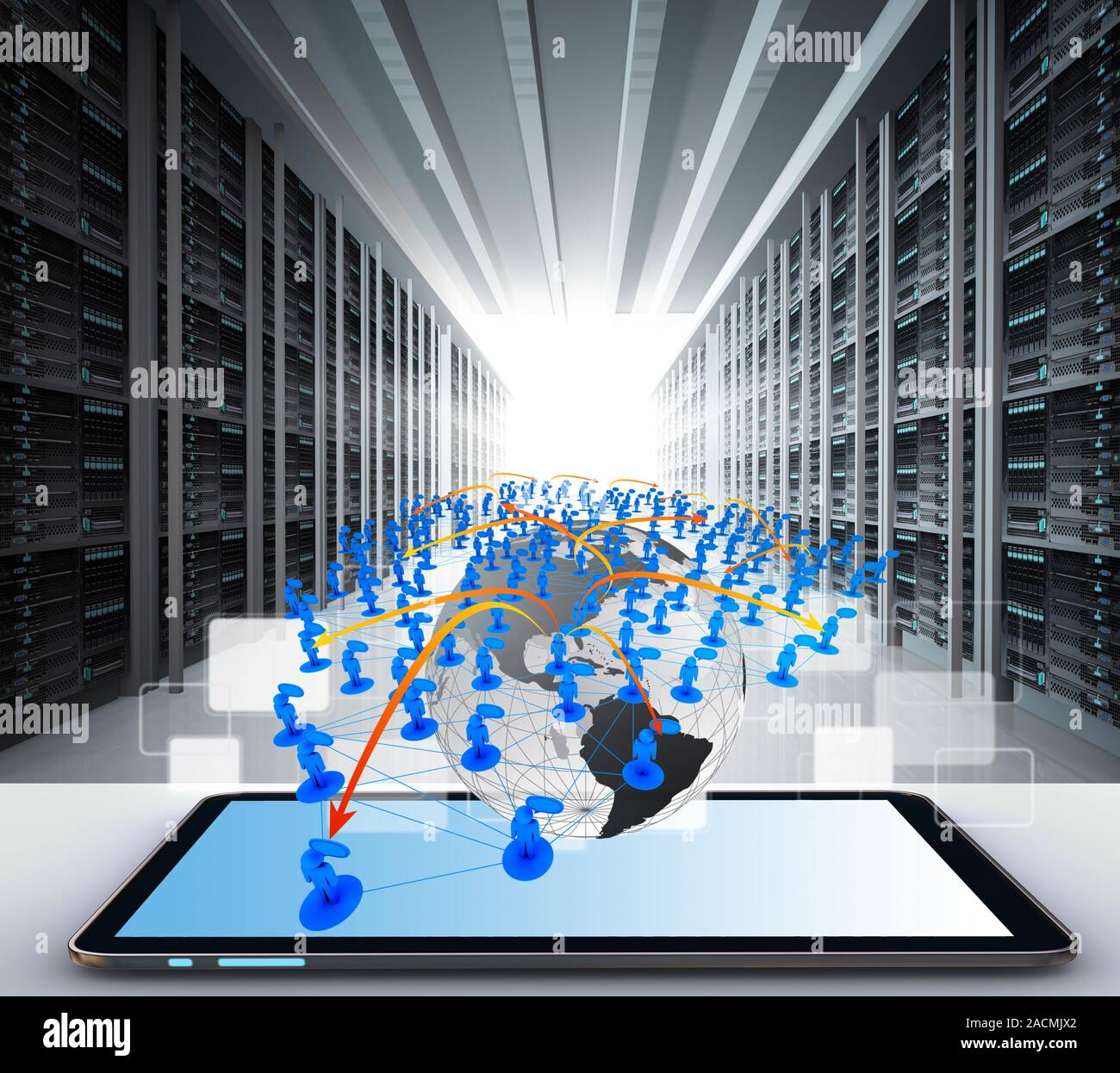 tablet computer and social network icon concept Stock Photo - Alamy