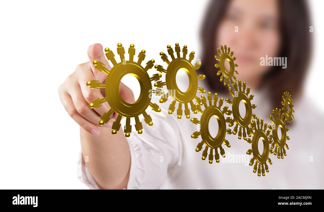 gold people cogs as concept Stock Photo - Alamy