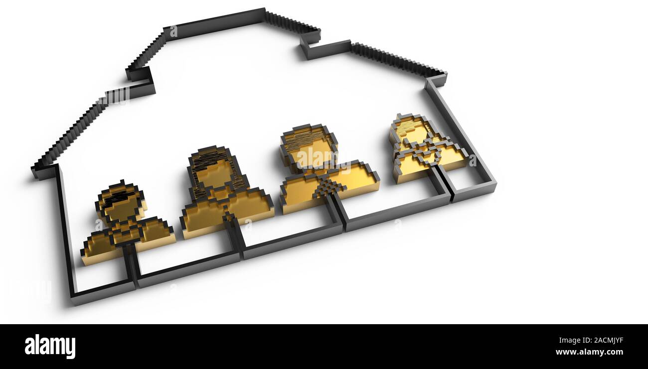 Gold people family icons Stock Photo - Alamy
