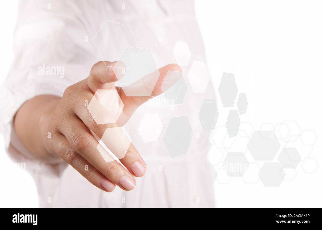 pushing touch screen button Stock Photo - Alamy