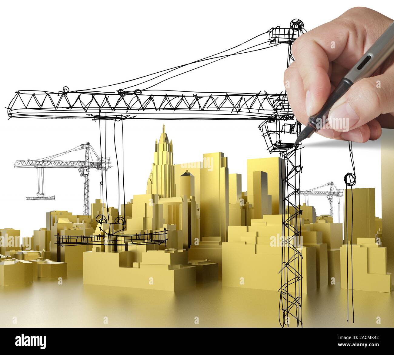 golden building development concept Stock Photo - Alamy