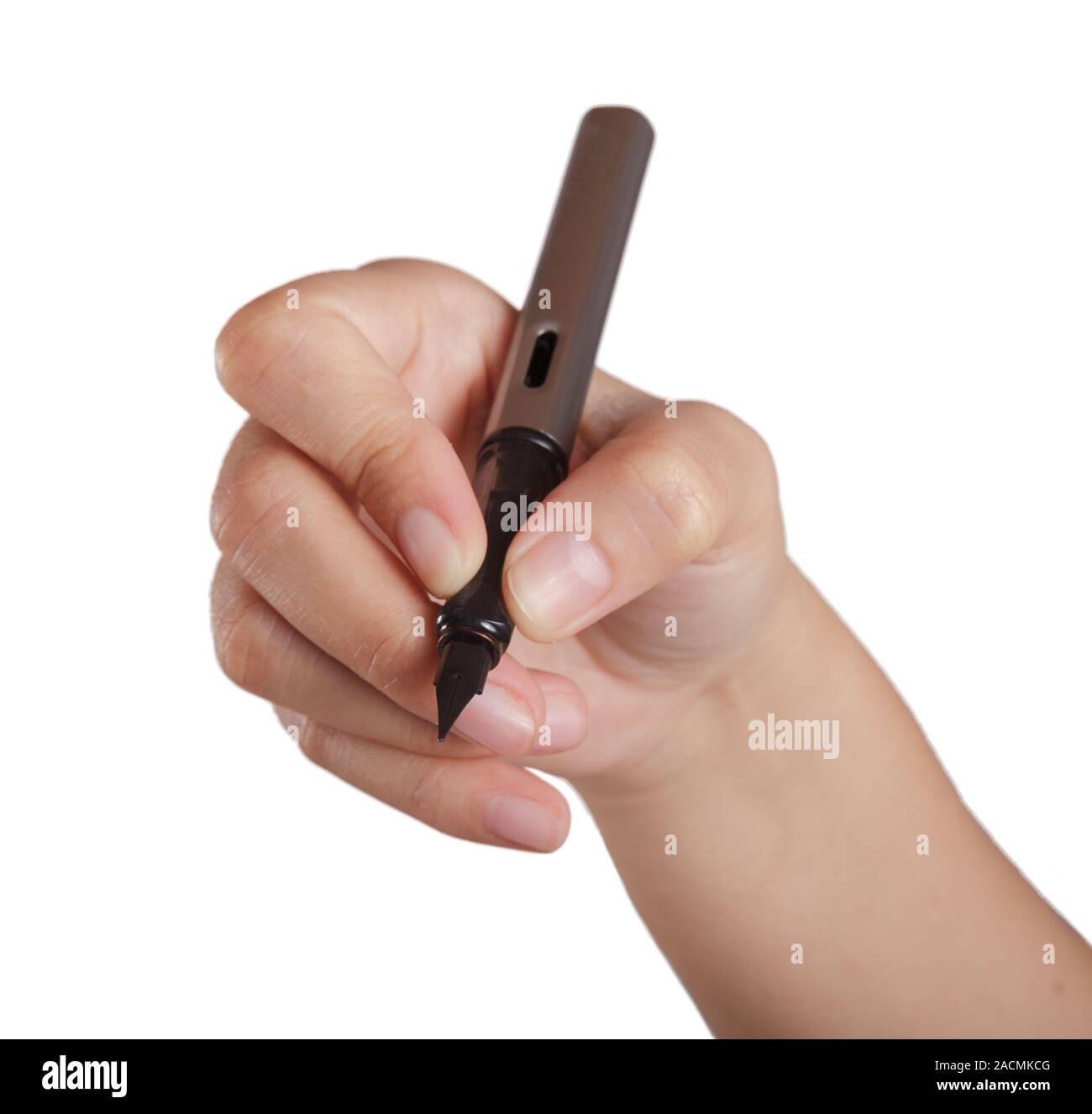 hand with pen isolated on white Stock Photo - Alamy