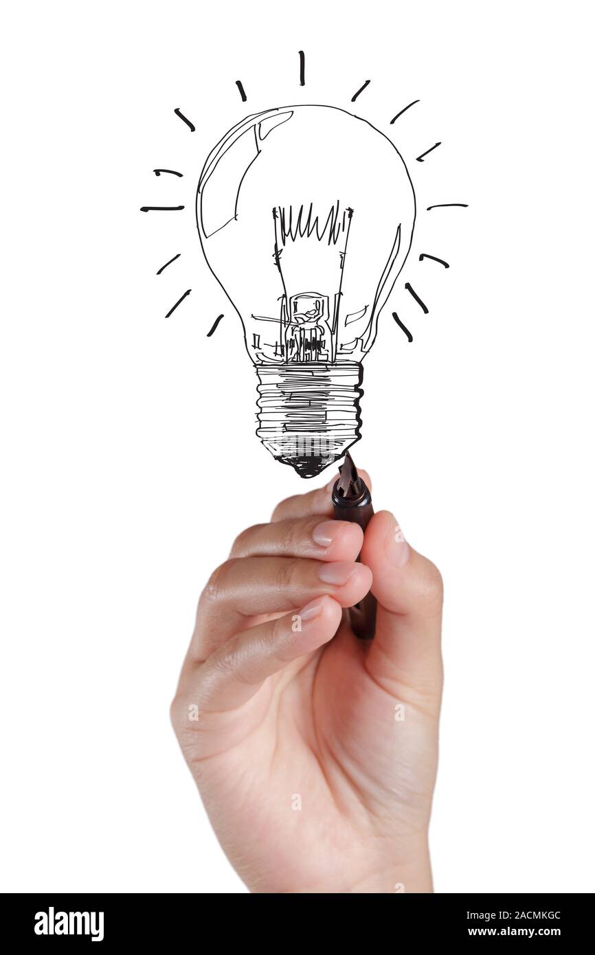 hand drawing light bulb Stock Photo - Alamy