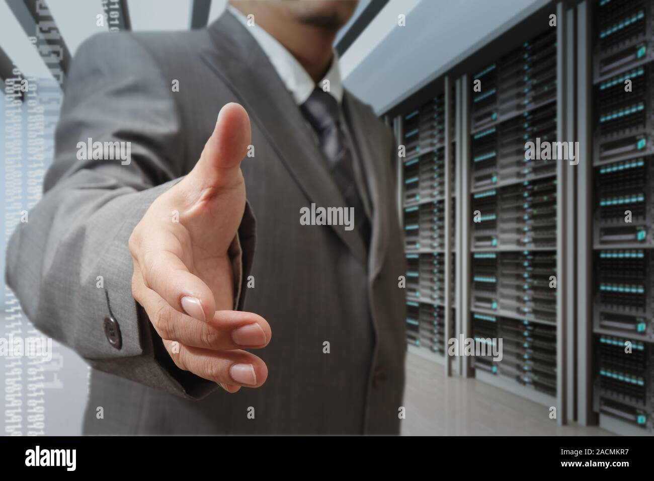 businessmen offer hand shake in a technology data center Stock Photo ...