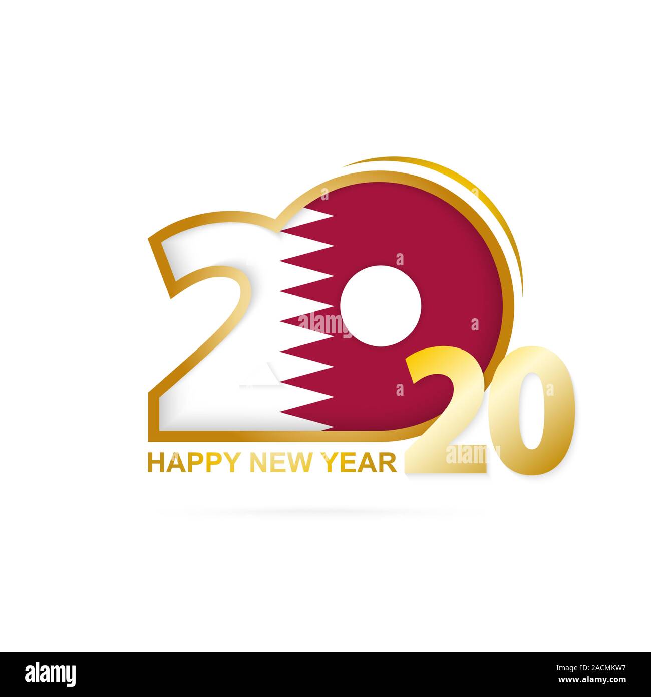 Year 2020 with Qatar Flag pattern. Happy New Year Design. Vector ...