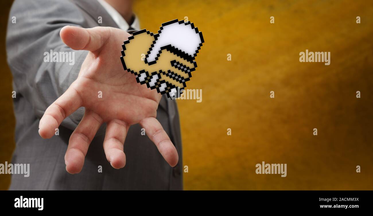 pixel handshake heart sign as concept Stock Photo - Alamy