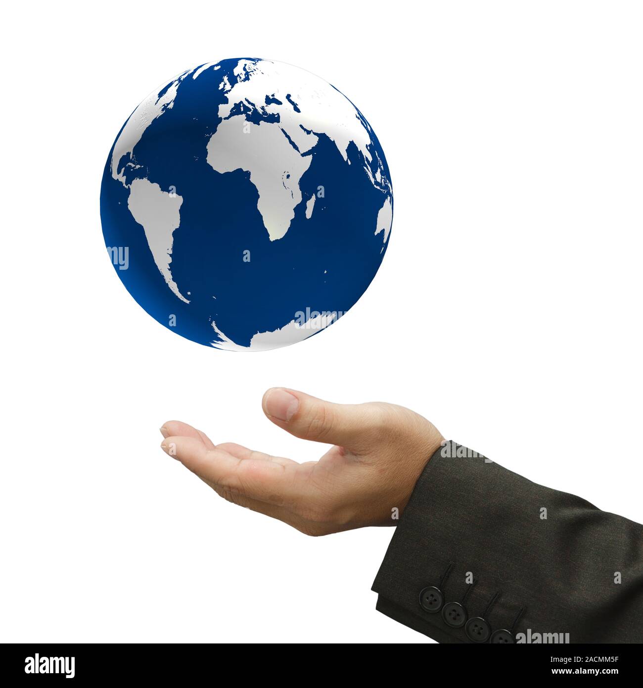 glowing earth globe in his hands Stock Photo - Alamy