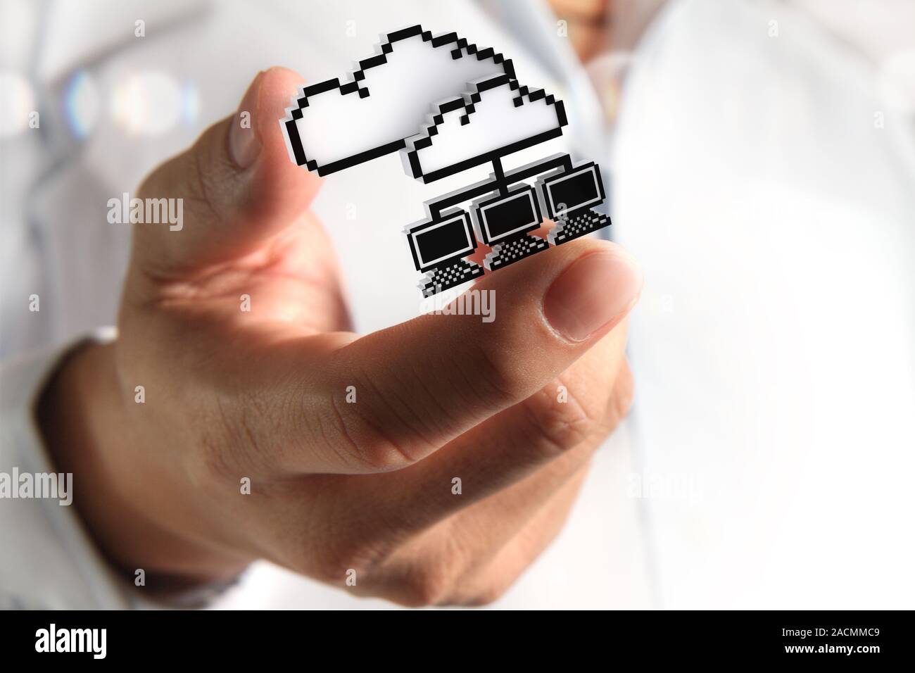 3d pixel cloud network icon Stock Photo - Alamy
