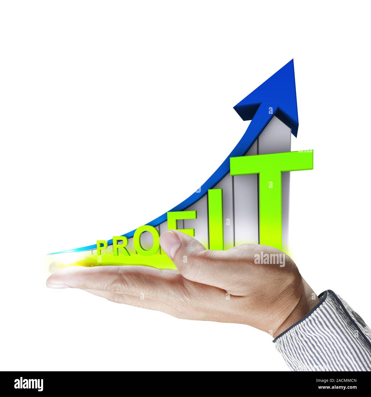 Business hand shows graph grow with profit Stock Photo - Alamy
