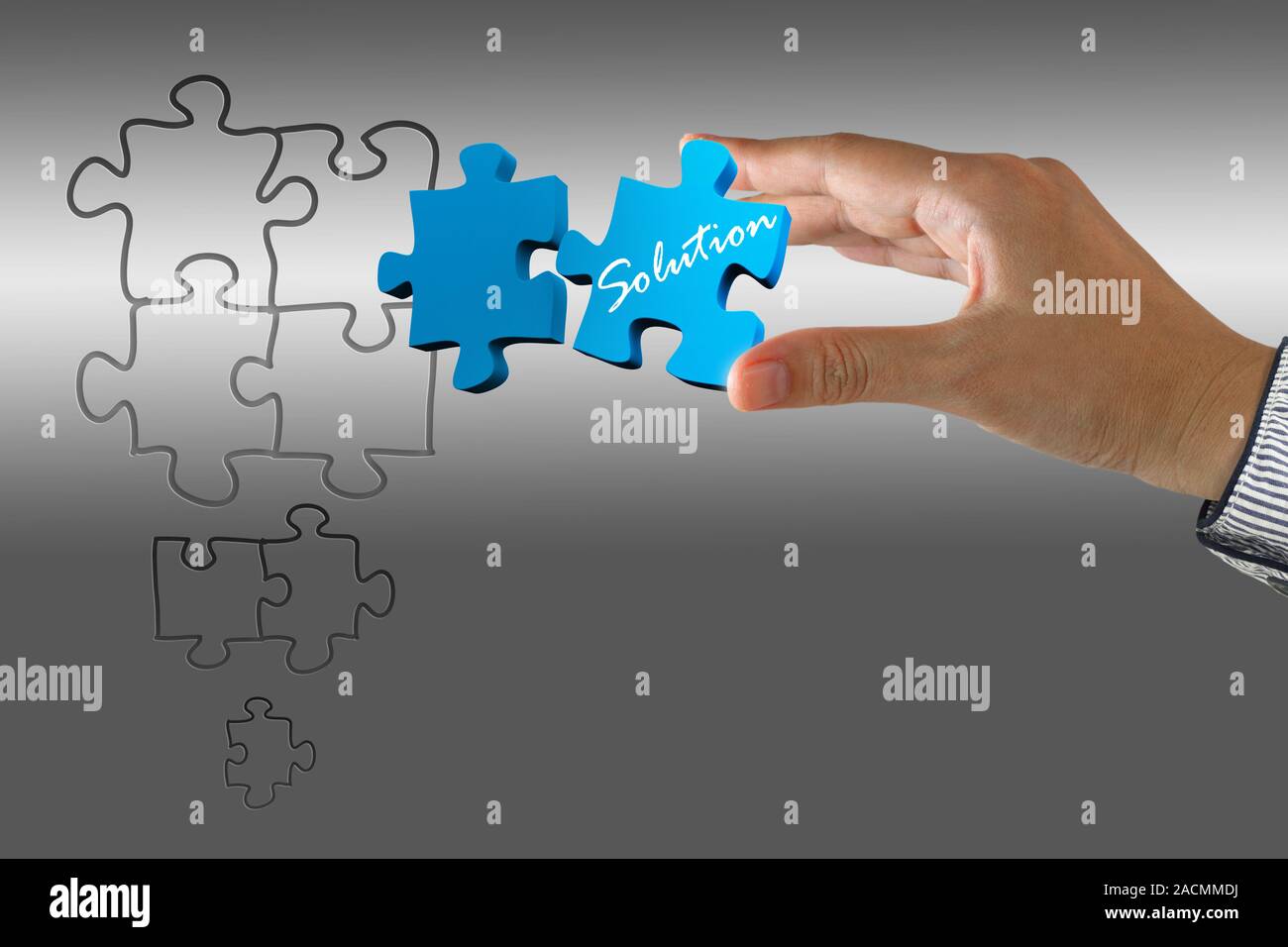 hand puzzles and solution as concept Stock Photo - Alamy