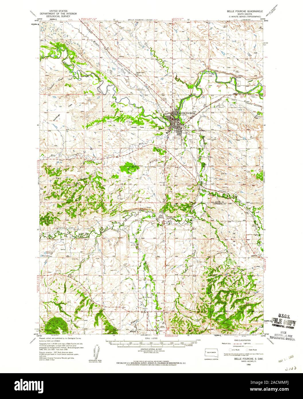 Belle fourche map hi-res stock photography and images - Alamy