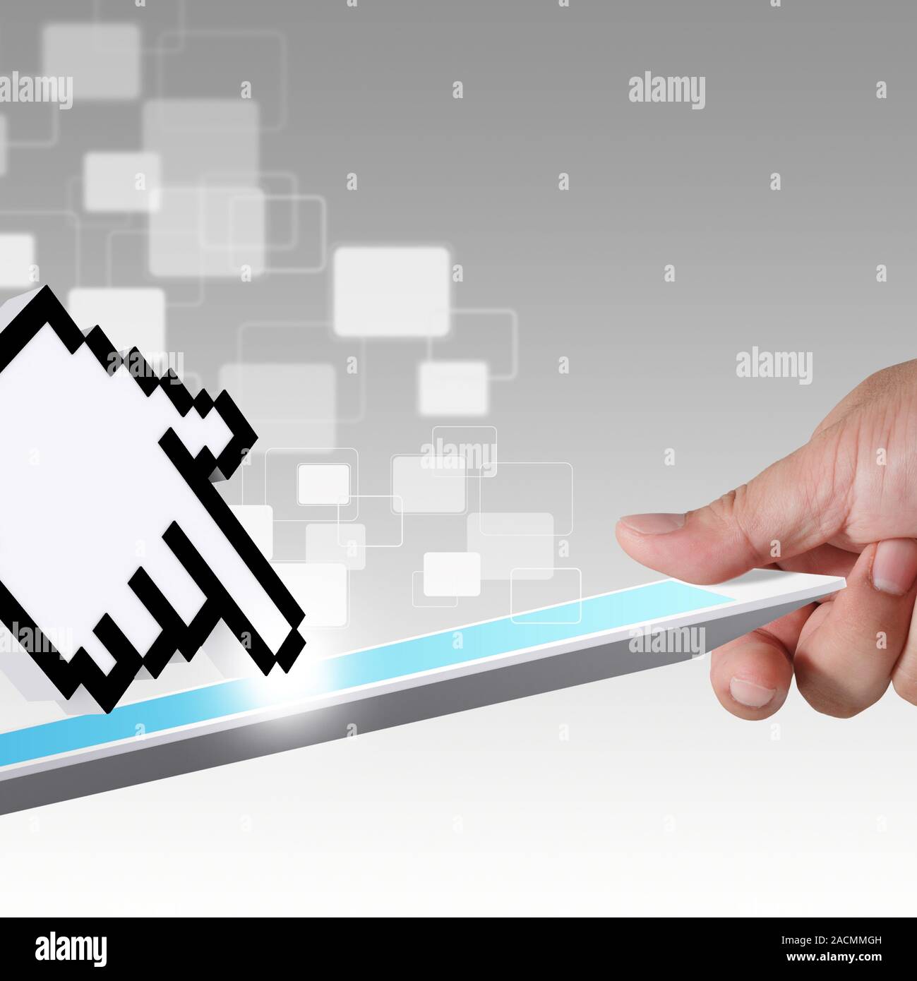 Tablet 3d Cursor Hand Click High Resolution Stock Photography and ...