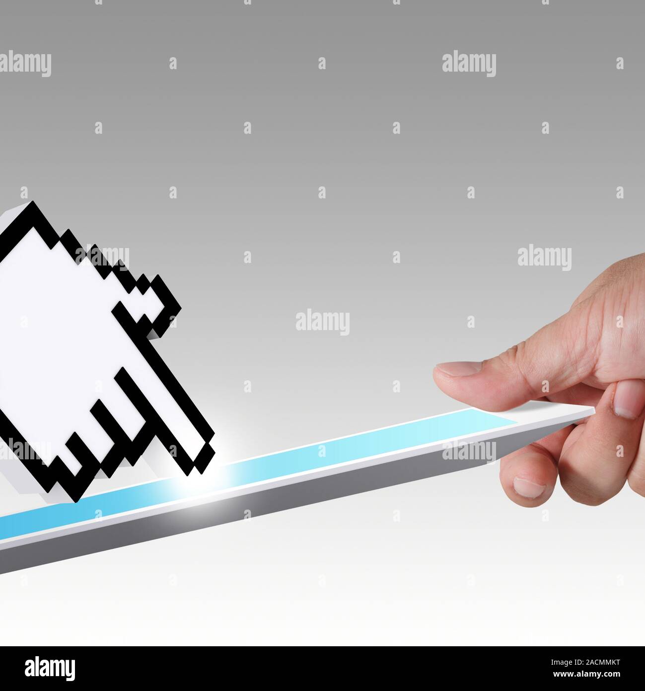 Tablet 3d Cursor Hand Click High Resolution Stock Photography and ...