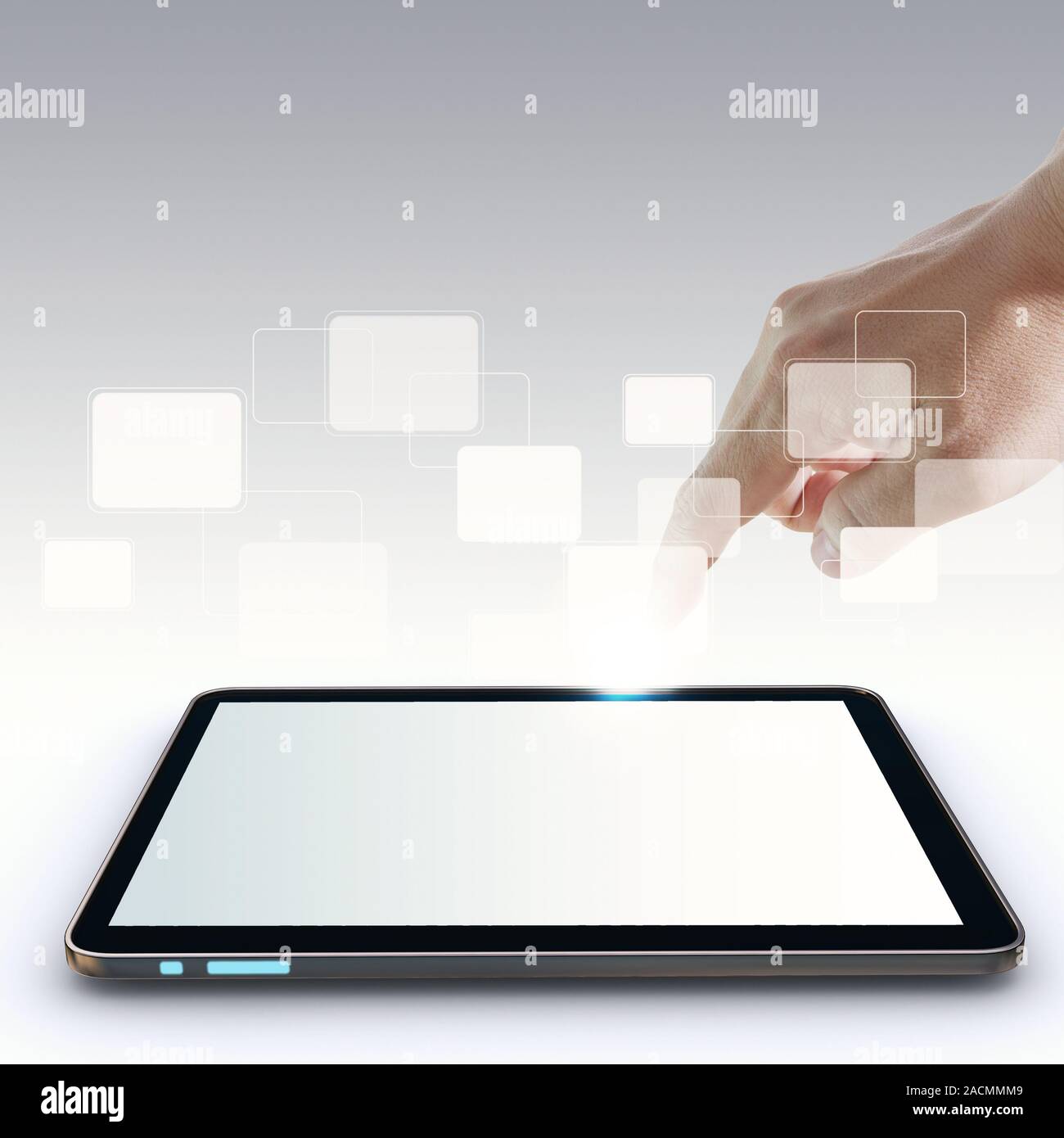hand pointing on touch screen,touch-pad,and blank virtual buttons Stock ...