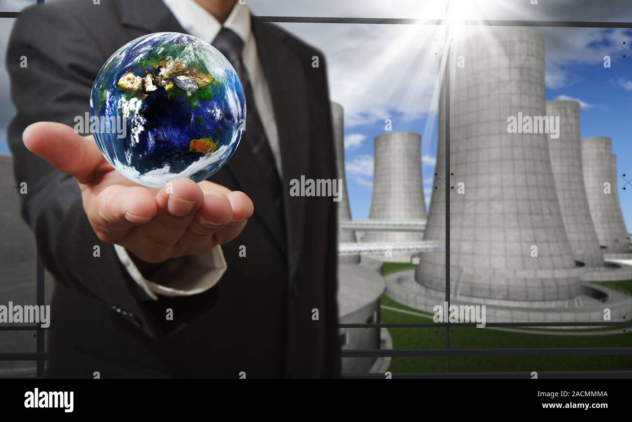 the earth and nuclear power plant Stock Photo - Alamy
