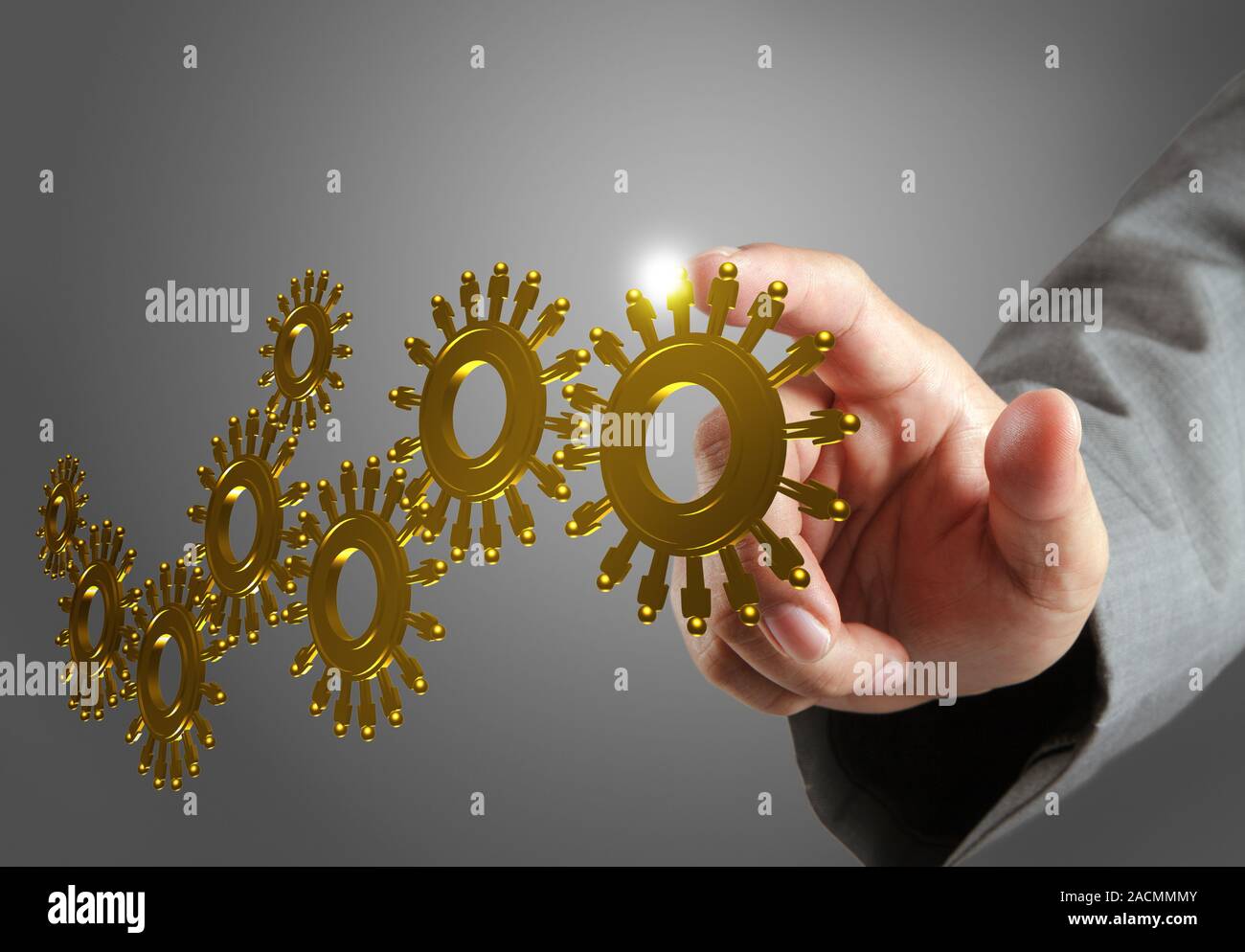 Businessman hand working cog gear hi-res stock photography and images ...